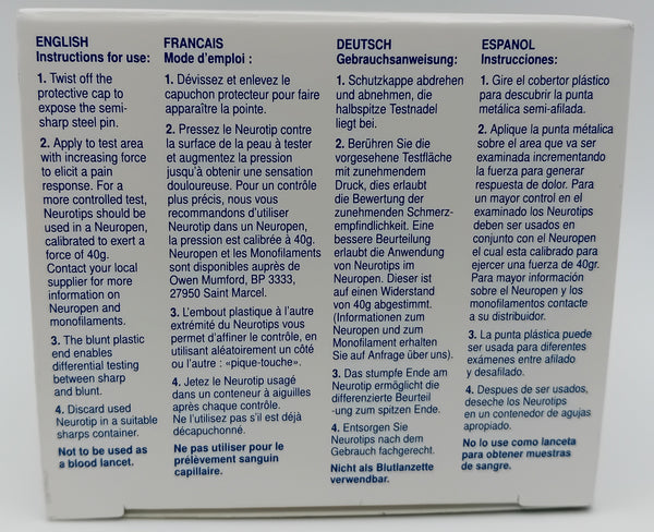 Neurotips Neurological Examination Pins - Box of 100 - Sterile & Safe ...